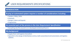 LPC User Requirements for Automated Storage System Presentation | PDF