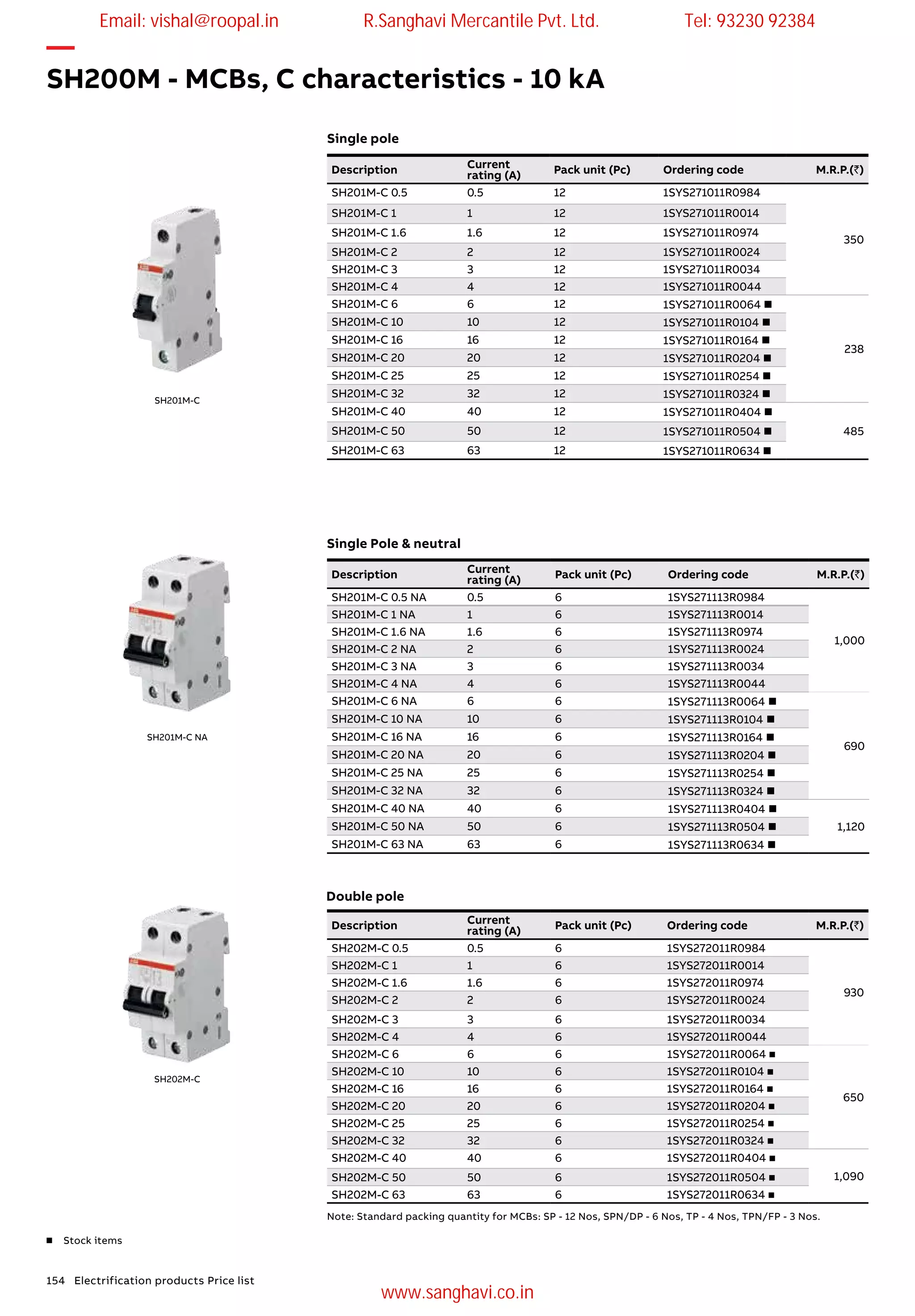 ABB Price List MCB DB | PDF