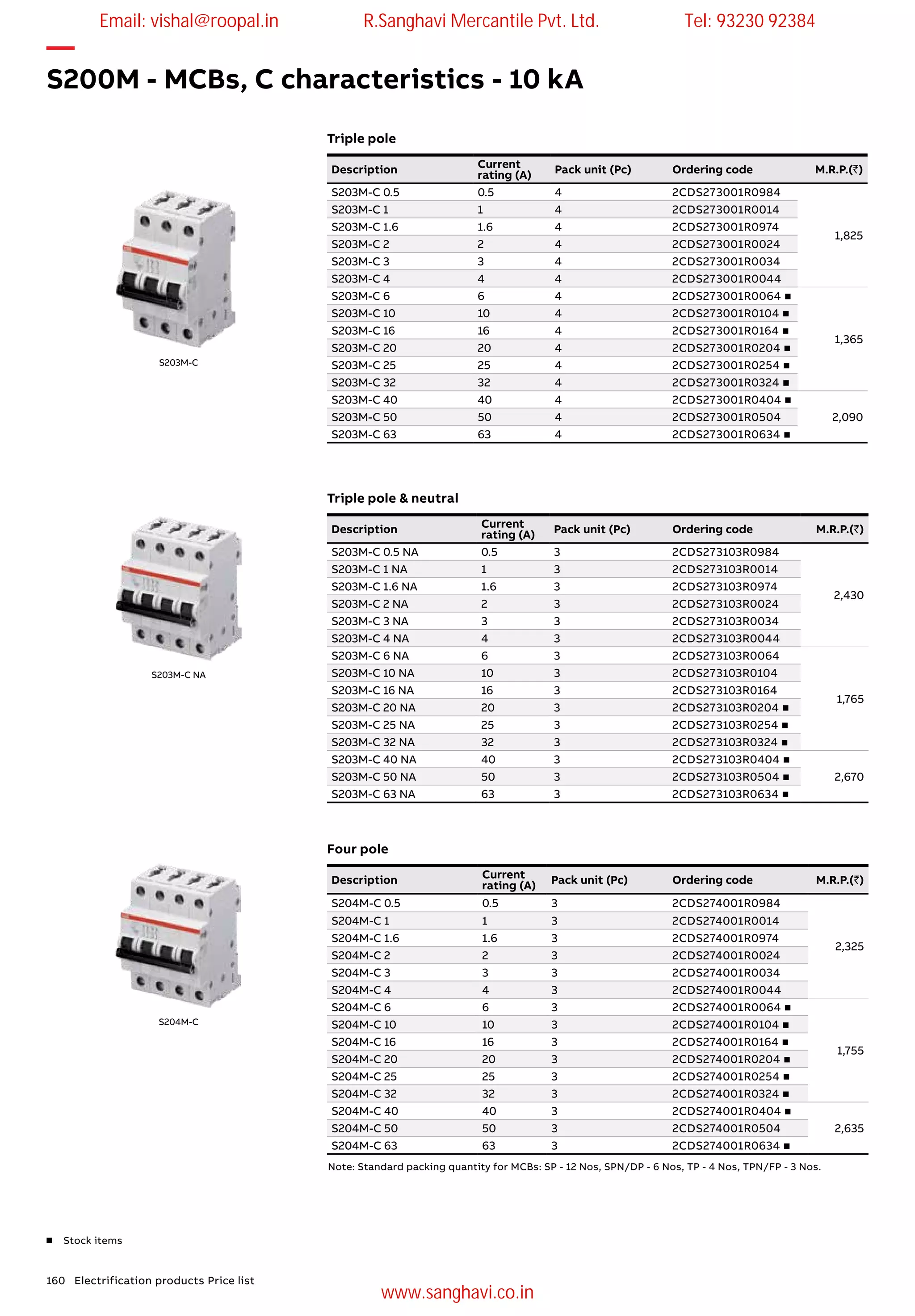 ABB Price List MCB DB | PDF