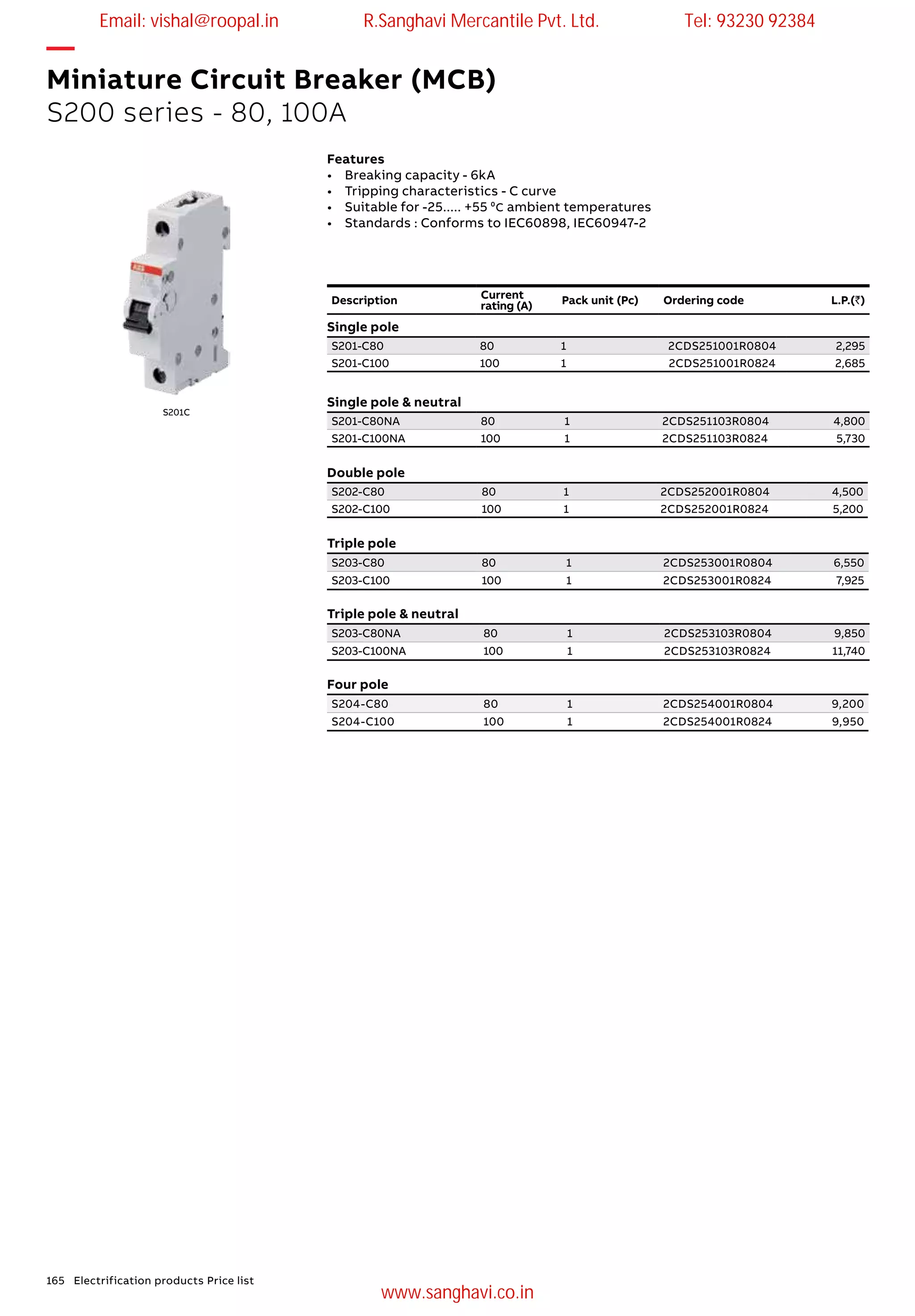 ABB Price List MCB DB | PDF
