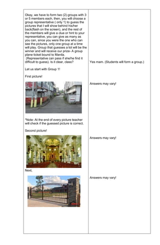 Lesson Plan for Demonstration Teaching Music, Art, Physical Education ...