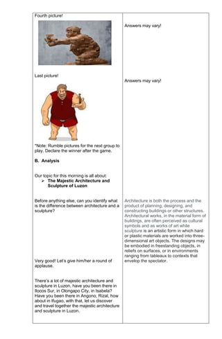 Lesson Plan for Demonstration Teaching Music, Art, Physical Education ...