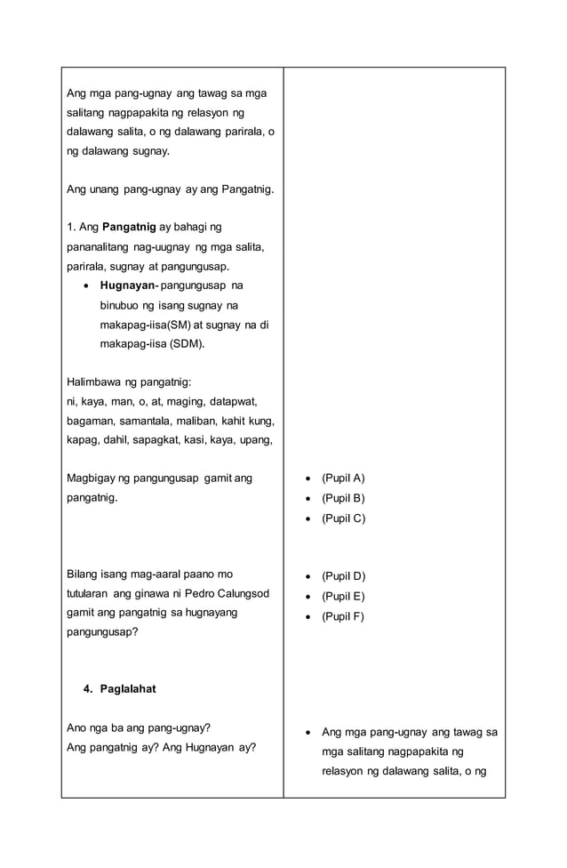 Detalyadong Banghay-Aralin sa Filipino V | DOCX