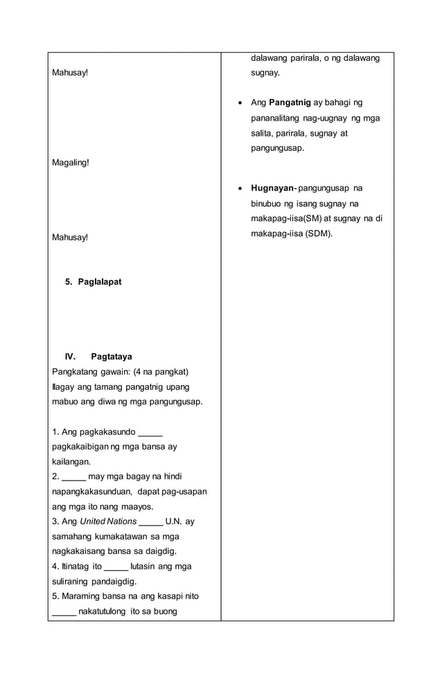 Detalyadong Banghay-Aralin sa Filipino V | DOCX