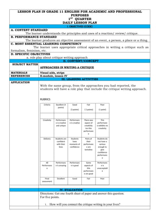 LP EAPP APPROACHES IN WRITING A CRITIQUE CONTINUATION.doc
