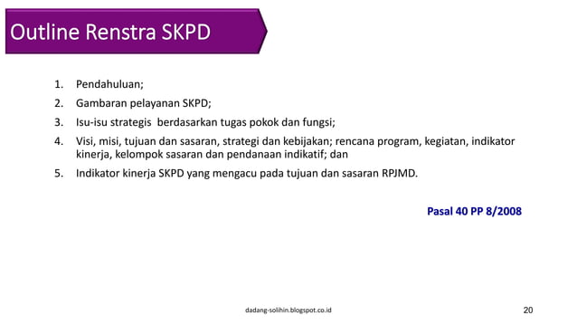 Teknik Penyusunan Renstra & Renja SKPD | PDF