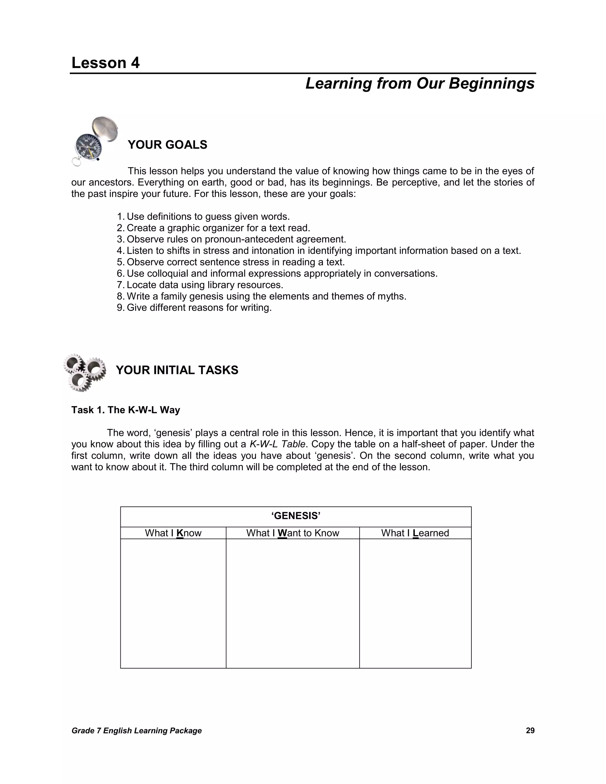 Grade 7 English Learning Package | PDF