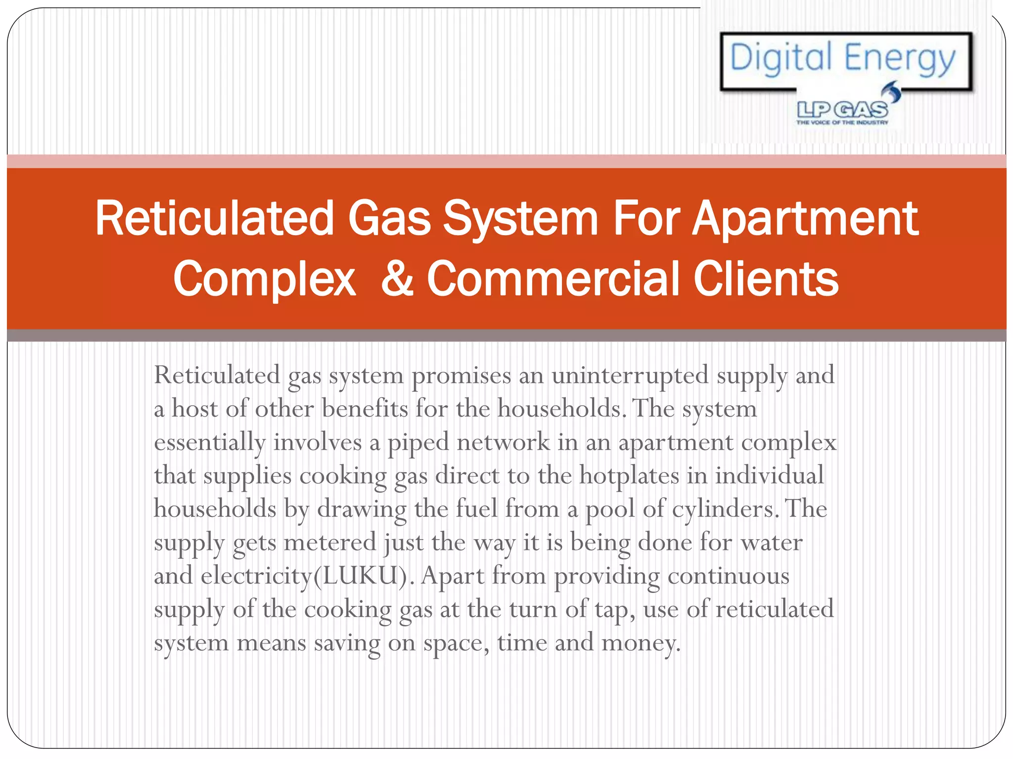Lpg reticulated gas system (cylinder bank) digital energy | PDF