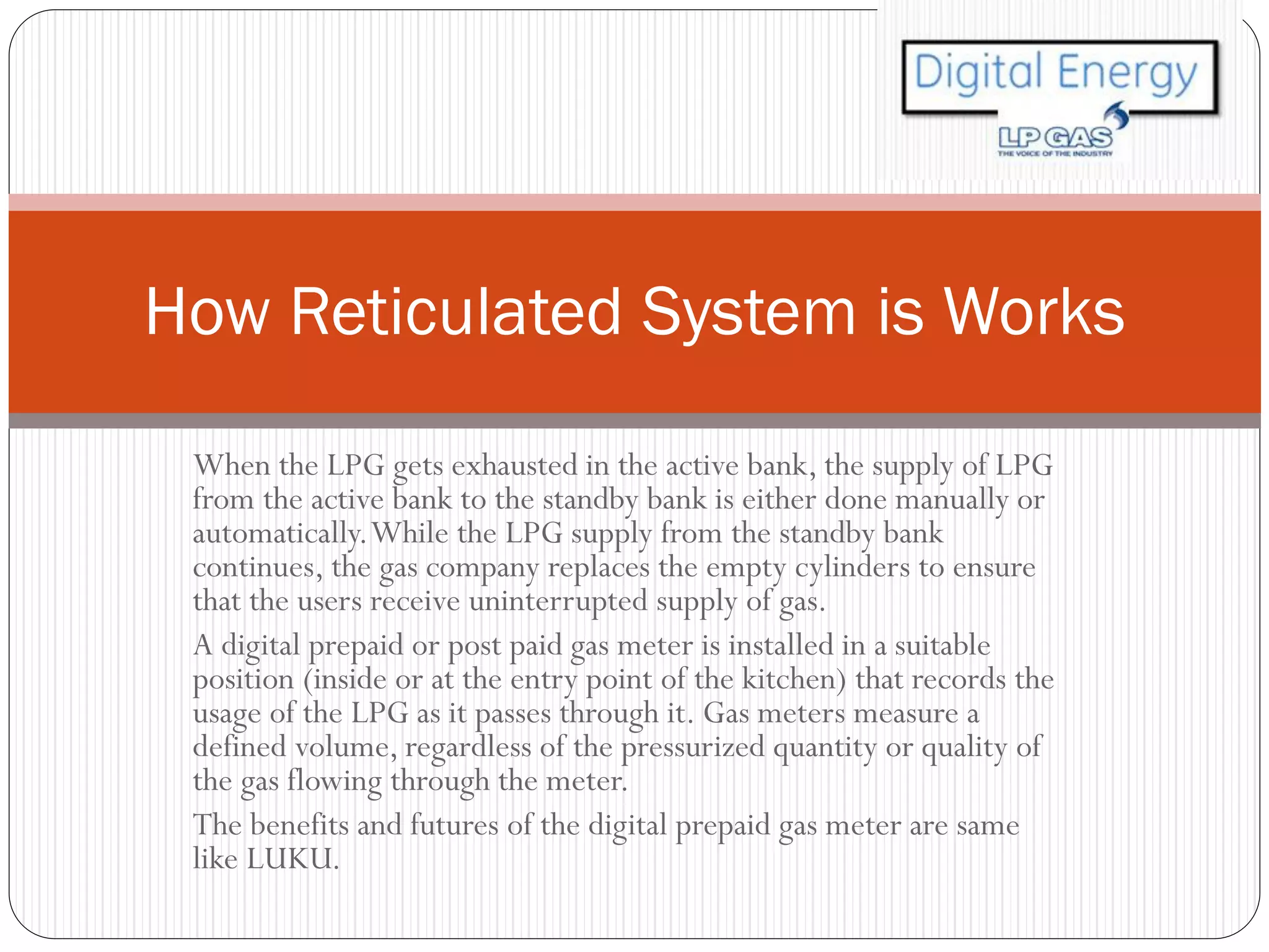 Lpg reticulated gas system (cylinder bank) digital energy | PDF