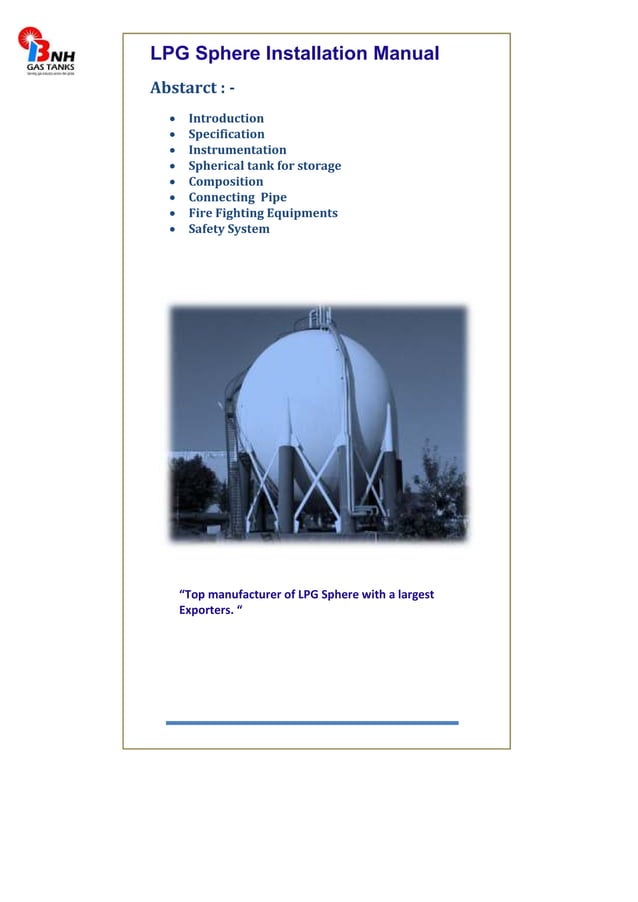 LPG SPHERE INSTALLATION MANUAL | PDF