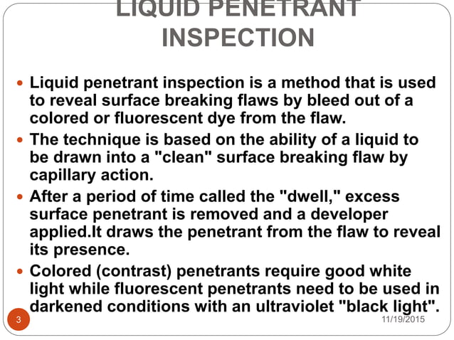LIQUID PENETRANT INSPECTION | PPTX