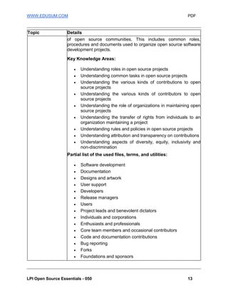 LPI 050-100 Certification: Exam Details, Syllabus and Questions | PDF