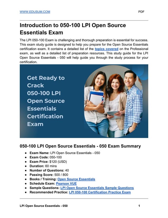 LPI 050-100 Certification: Exam Details, Syllabus and Questions | PDF