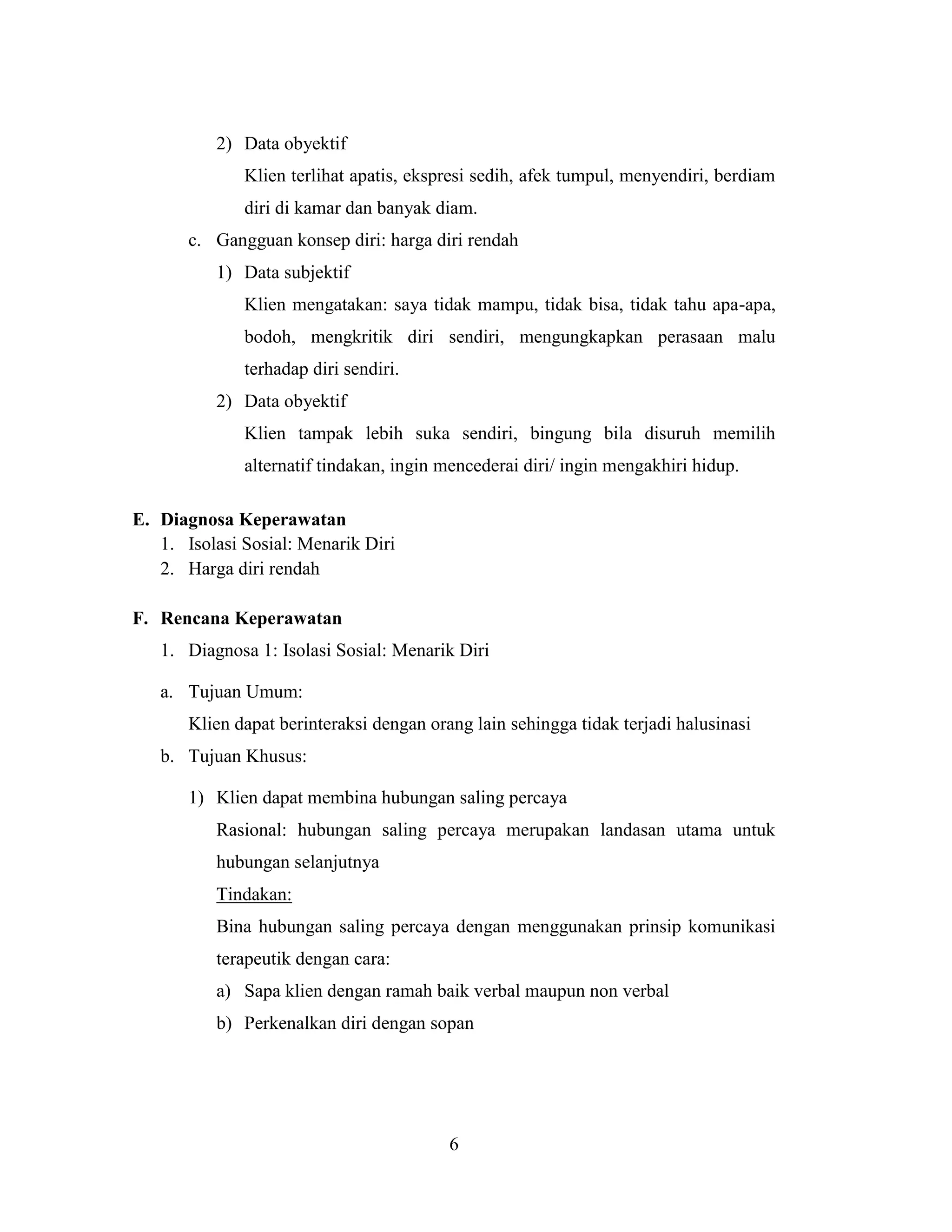 laporan pendahuluan isolasi sosial:MD | DOC