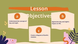 Day and Night lesson for Grade 1 elementary | PPTX