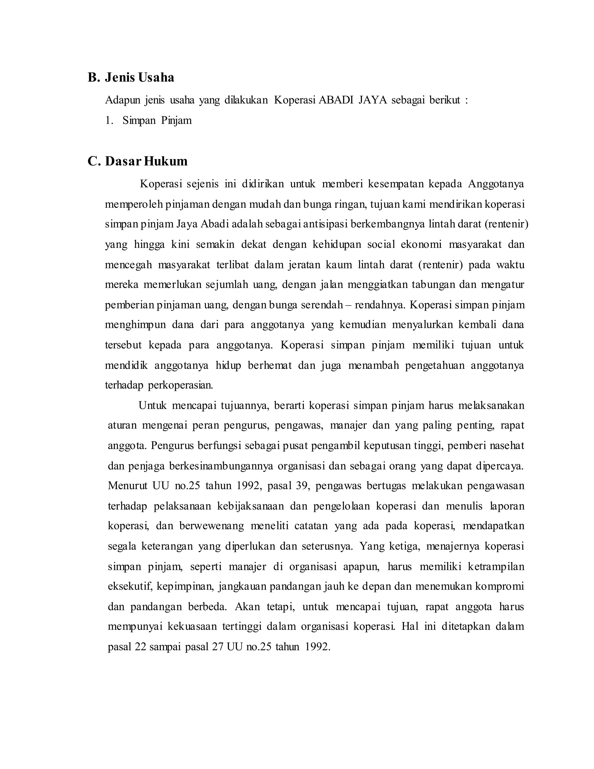 Laporan Pertanggungjawaban Koperasi Abadi Jaya (Kelas) | DOCX