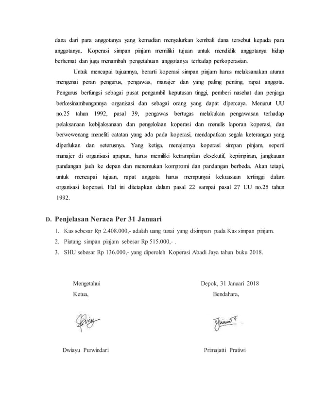 CONTOH Lpj koperasi kelas 2EB15 | DOCX
