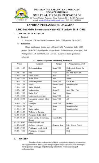 Contoh LPJ LDK OSIS | DOCX