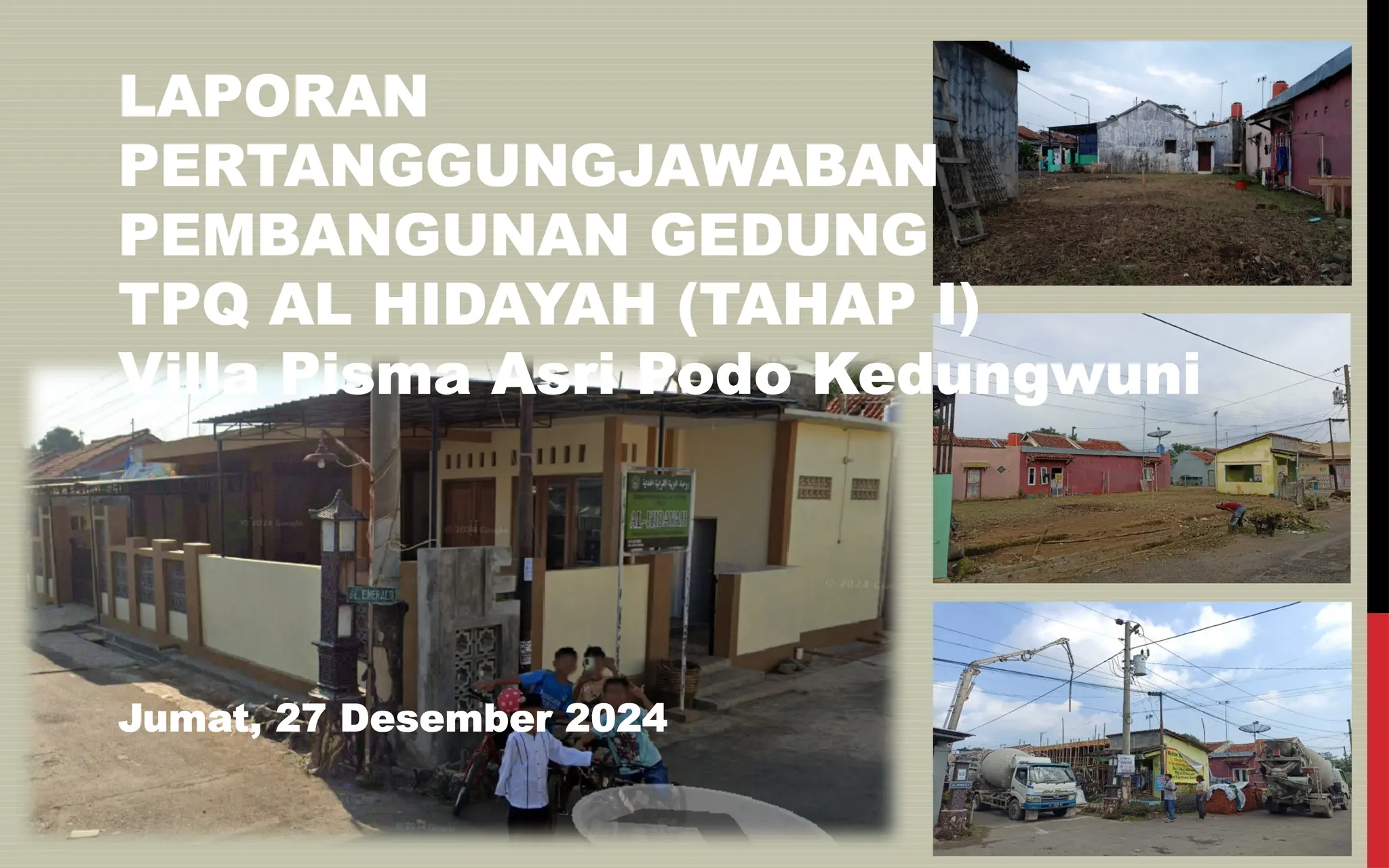 LPJ gedung TPQ Al Hidayah Podo Kedungwuni | PPT