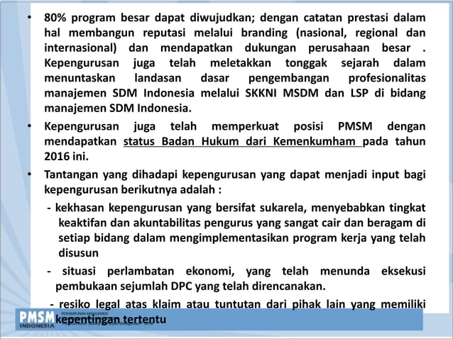 PMSM Laporan Pertanggungjawaban 2013 2016 revised | PPT