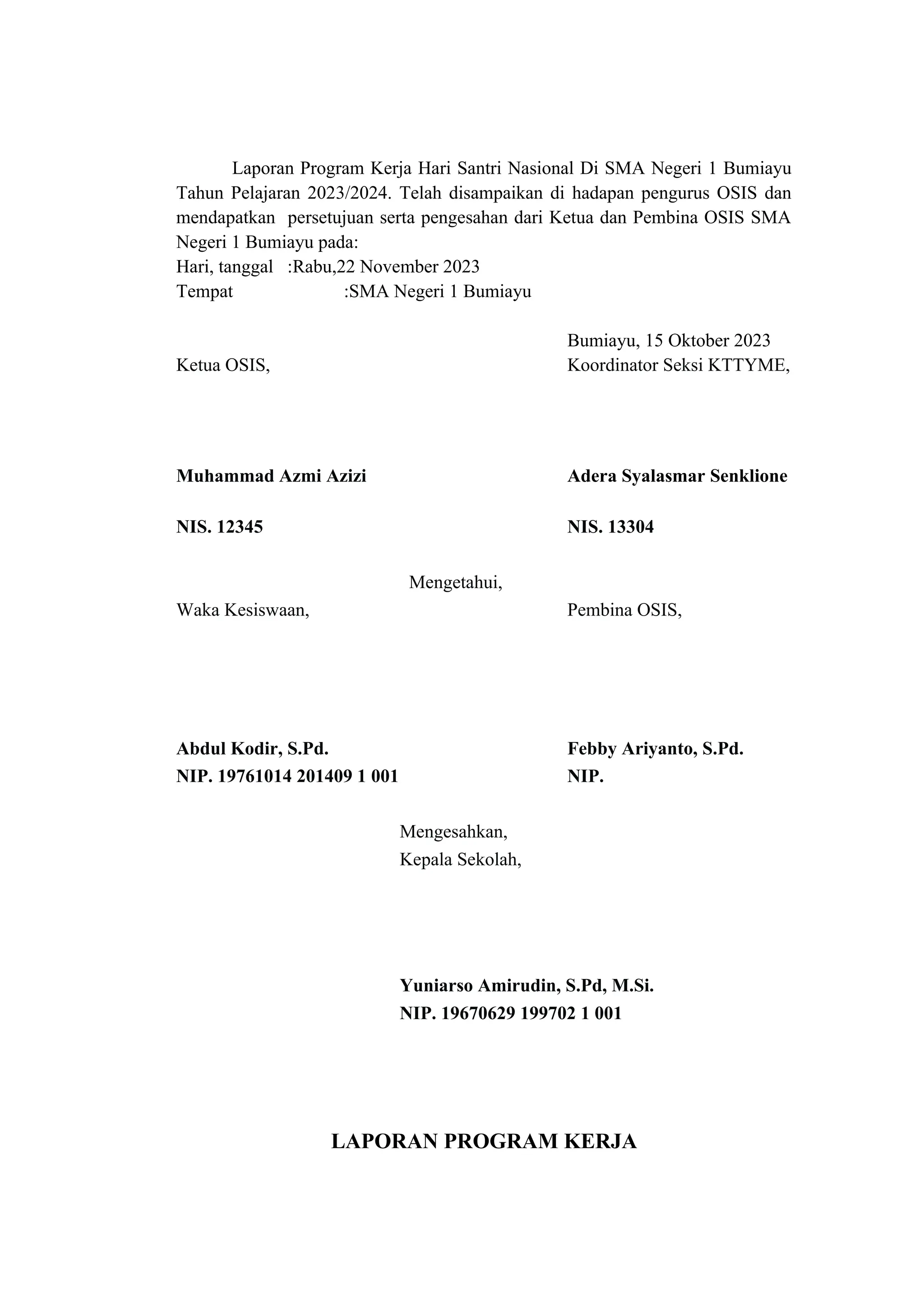 LPJ POSDAB AKRE laporan pertangung jawabn | DOCX