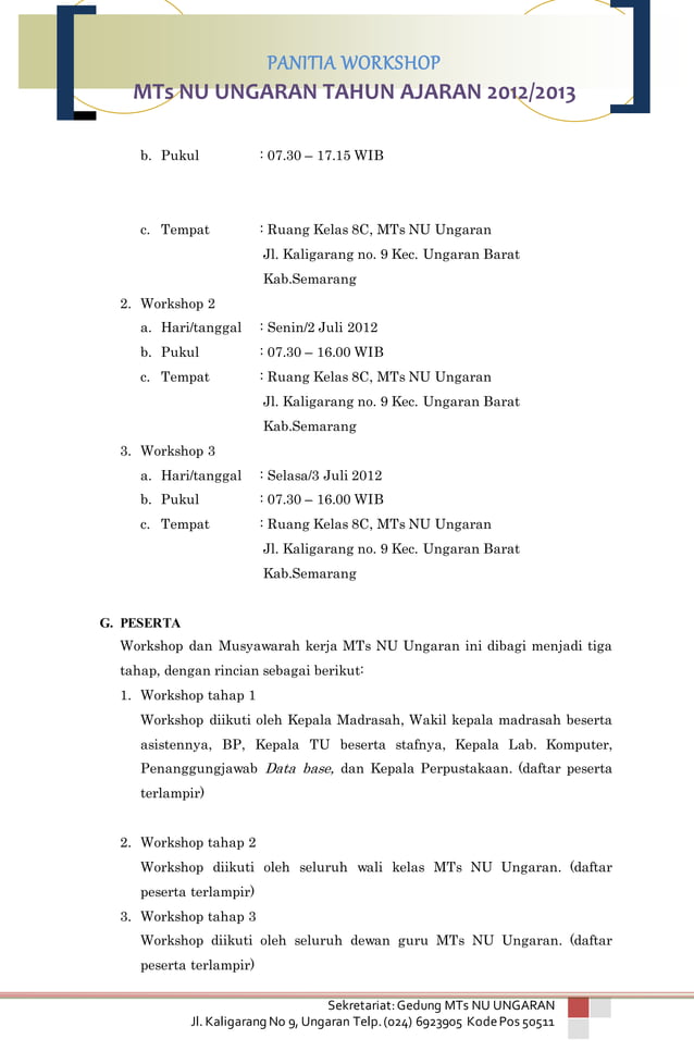 Contoh LPJ Kegiatan Workshop | DOCX