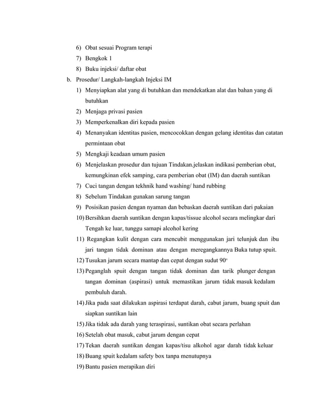 laporan pendahuluan KDPK Injeksi intra muskular | DOCX