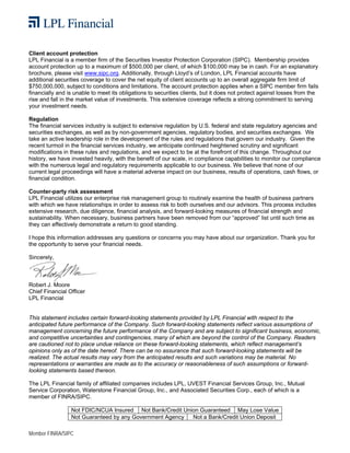 LPL Financial stability letter | PDF