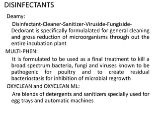 disinfection and hatchery management | PPTX