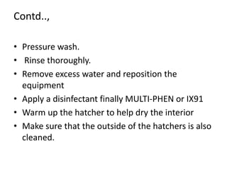 disinfection and hatchery management | PPTX