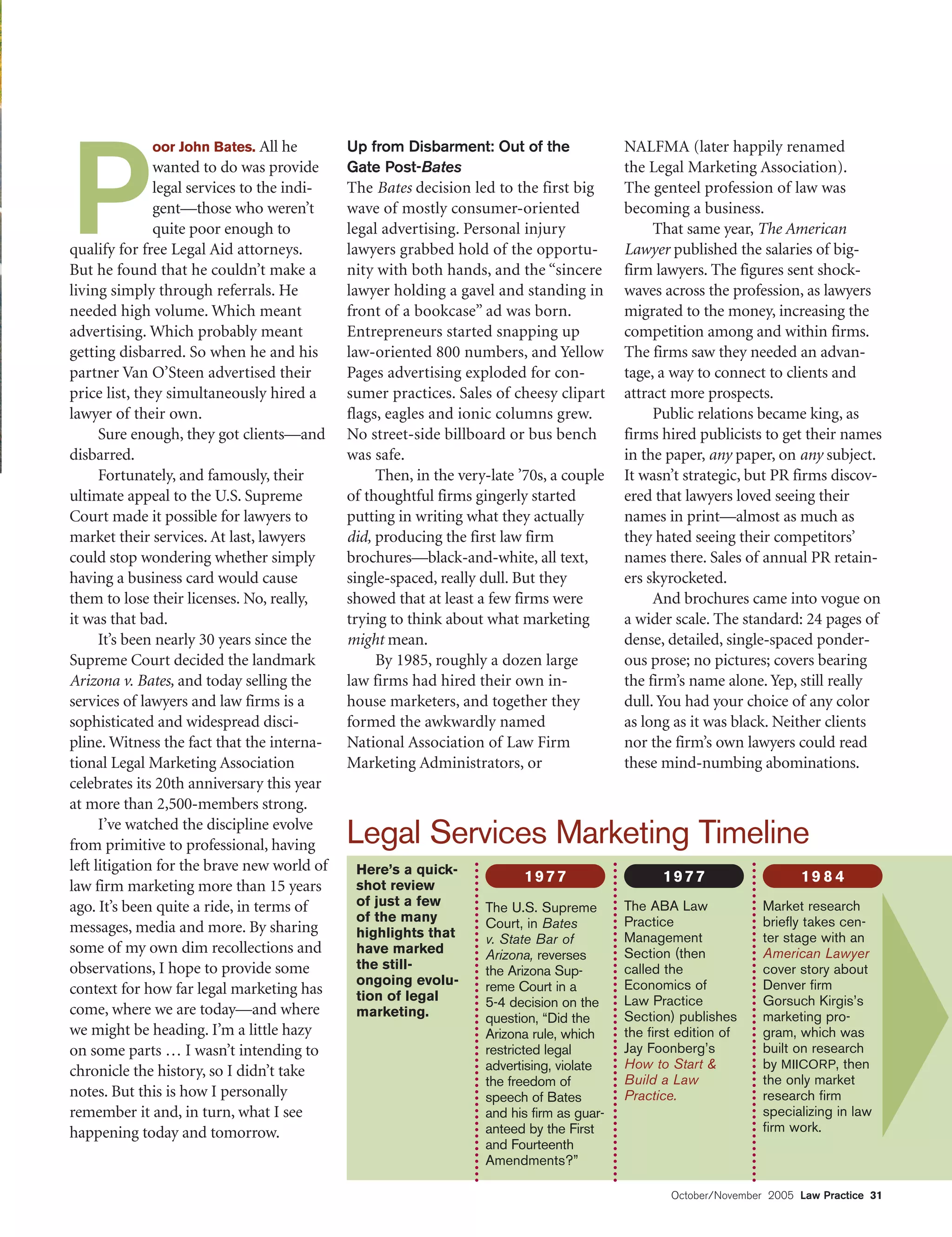 Law Practice magazine "History Of Law Firm Marketing" article | PDF