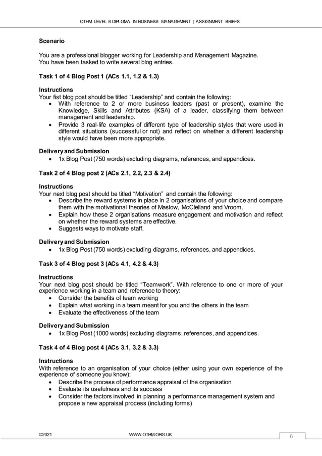OTHM LPM Assignment Answer | DOCX | Educational Assessment | Education
