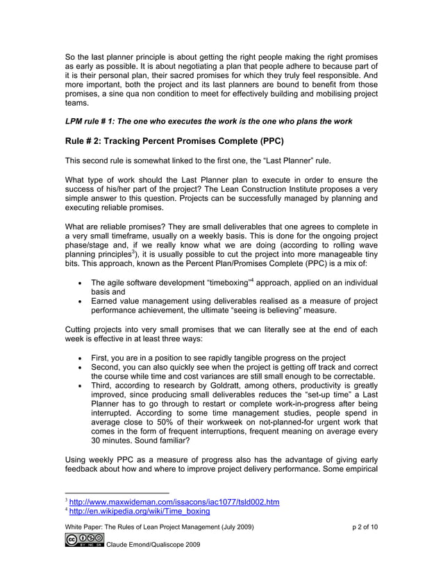 The Rules of Lean Project Management | PDF