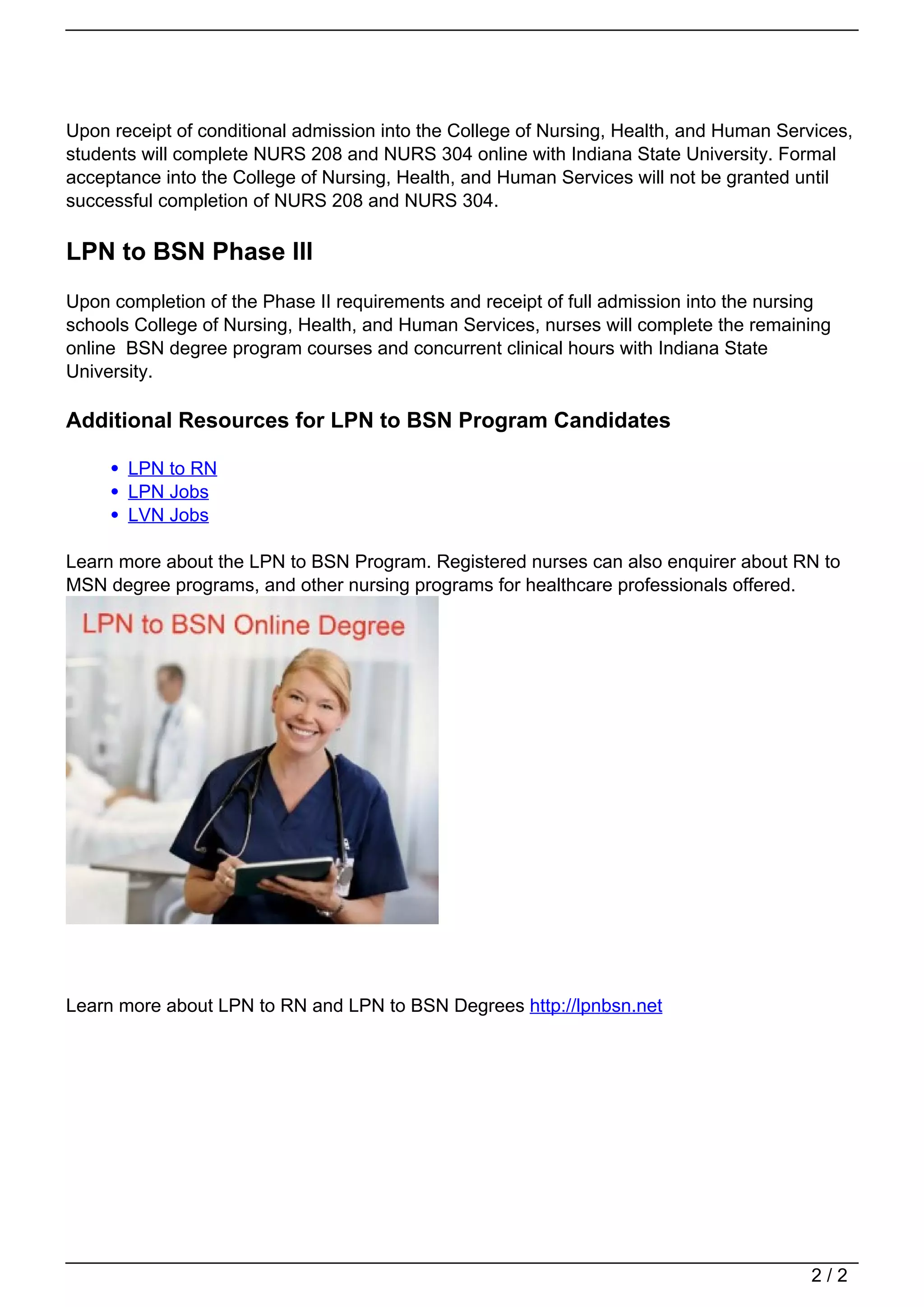 LPN to BSN Program | PDF