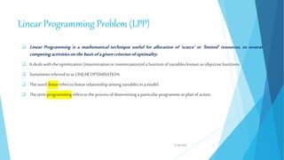 Linear programming problem | PPTX