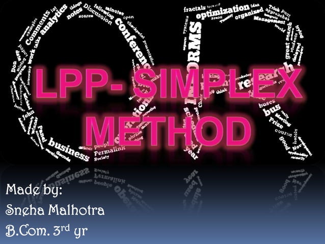 Lpp simplex method | PPTX