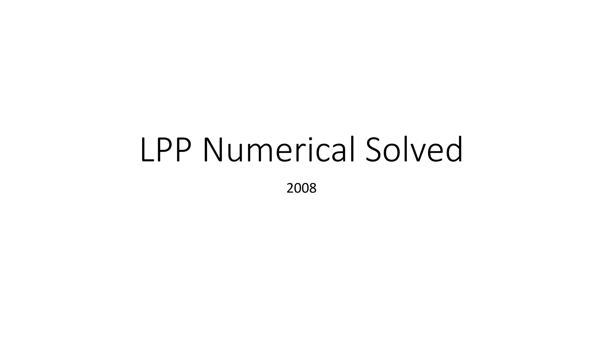Lpp numerical solved | PPTX