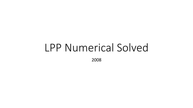 Lpp numerical solved | PPT