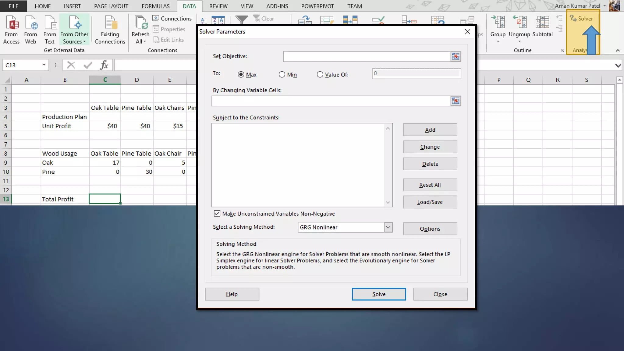 Lpp Using Excel Solver Pptx Computer Software And Applications Computing