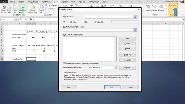 Lpp using Excel Solver | PPTX | Computer Software and Applications | Computing