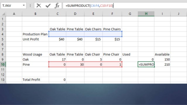 Lpp using Excel Solver
