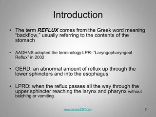 LPR Laryngopharyngeal Reflux | PPTX