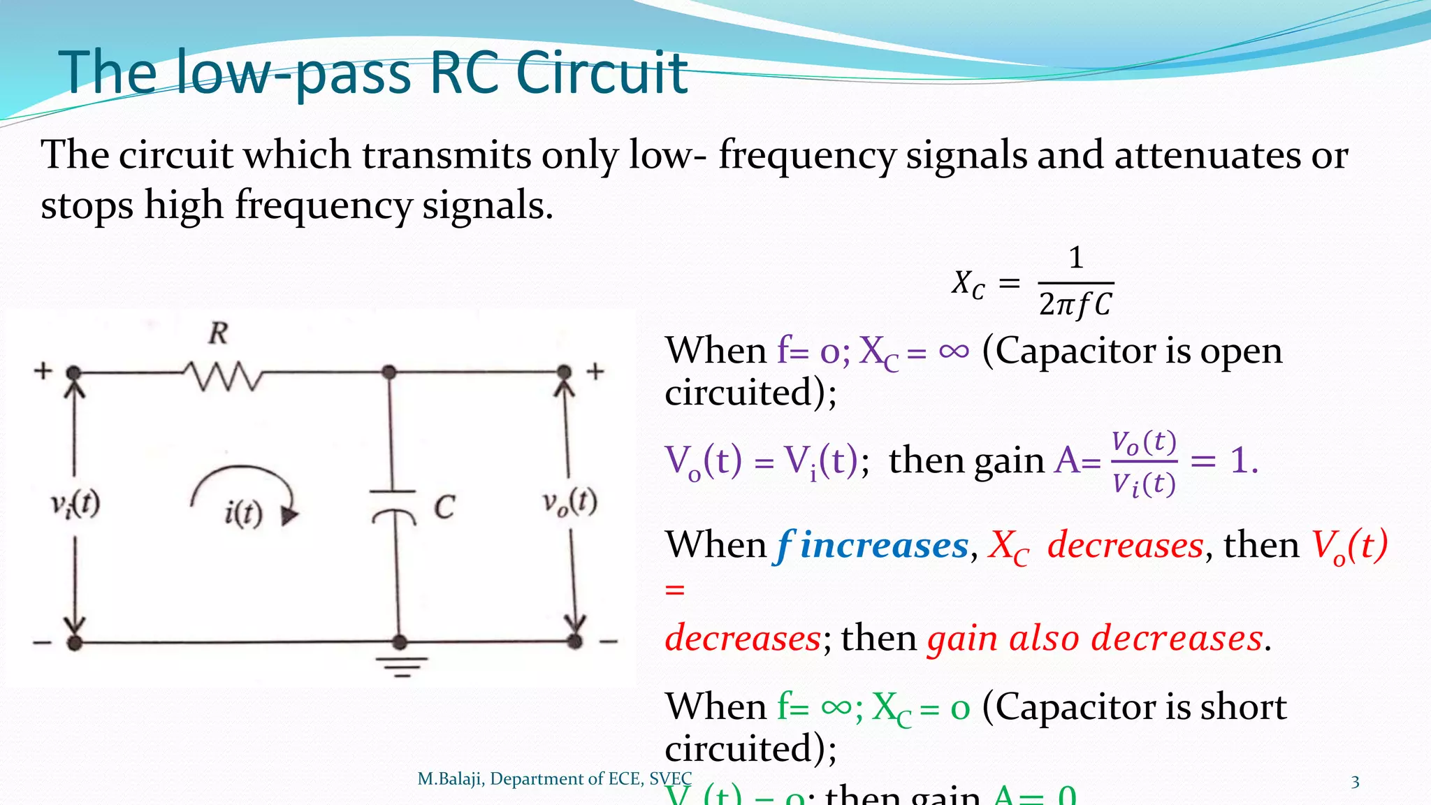 Lowpass RC circuit | PPTX