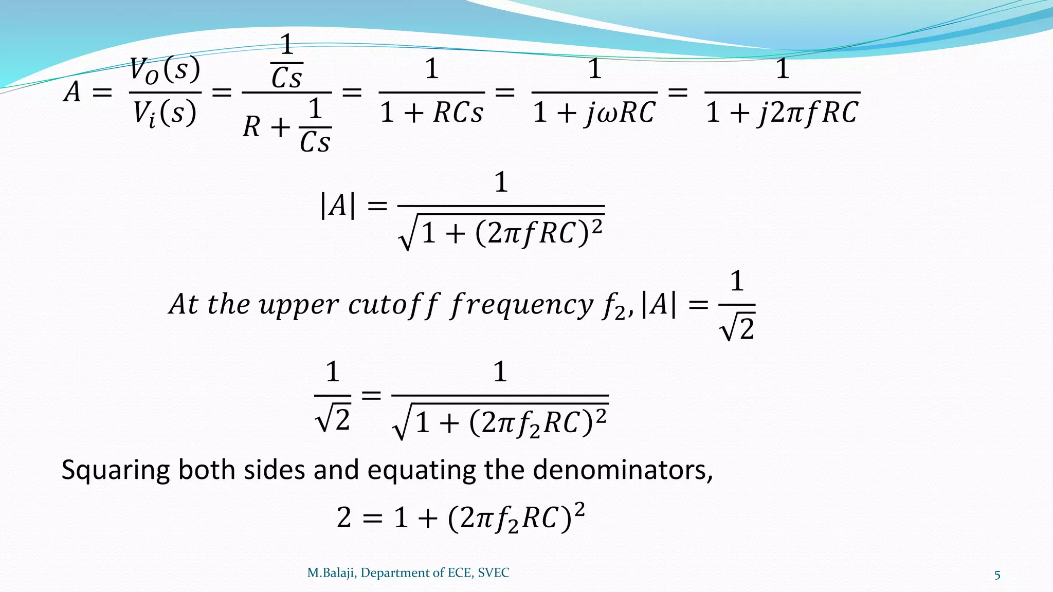 Lowpass RC circuit | PPTX | Consumer Electronics | Technology & Computing