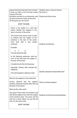 Detailed Lesson Plan on Passive and Active Voice | PDF