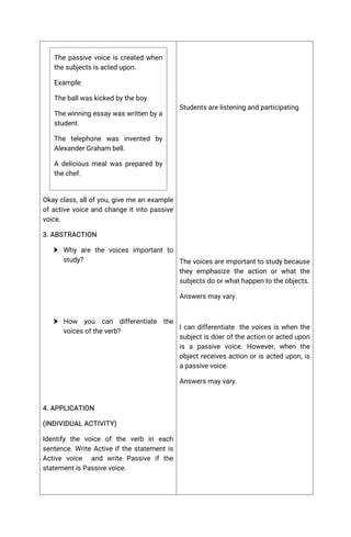 A Detailed Lesson Plan on Active and Passive Voice | PDF