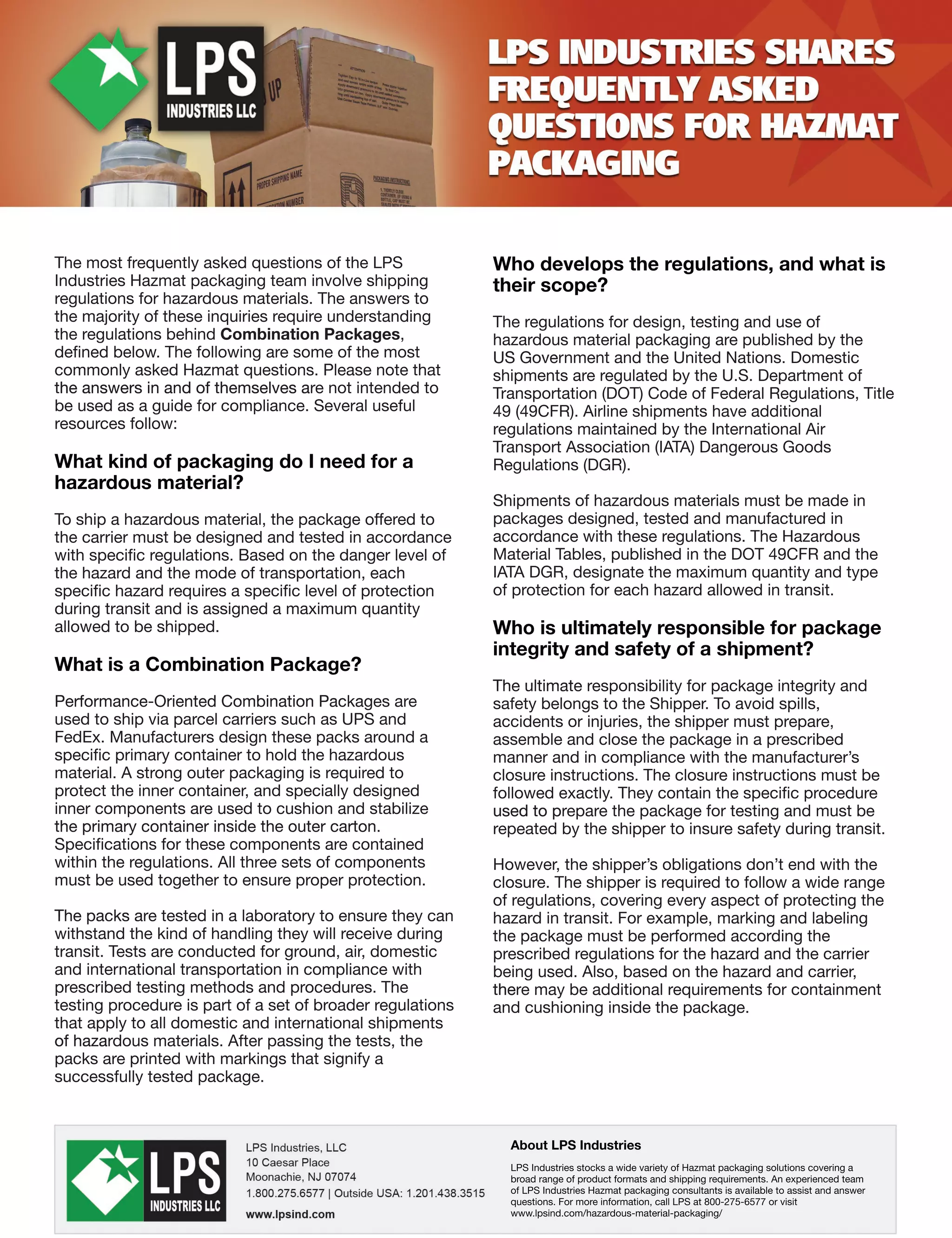 Hazmat Packaging: FAQs and Definitions | PDF