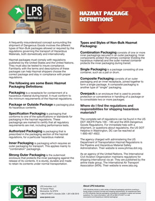 Hazmat Packaging: FAQs and Definitions | PDF
