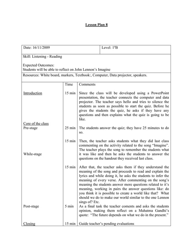 Lesson Plans - First Unit | DOCX