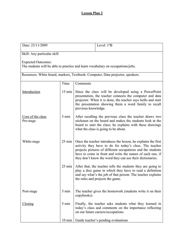 Lesson Plans - Second Unit | DOCX